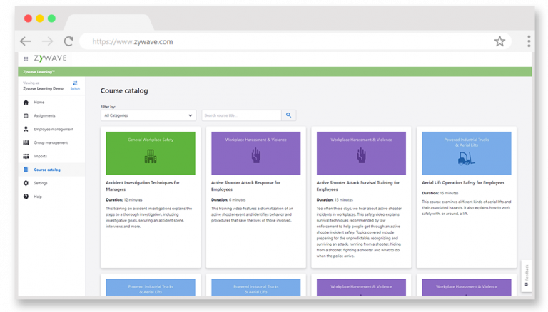 browser frame course catalog - Zywave